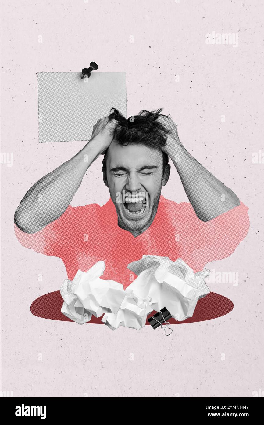 Trend composite sketch template 3D photo collage of young guy student ...