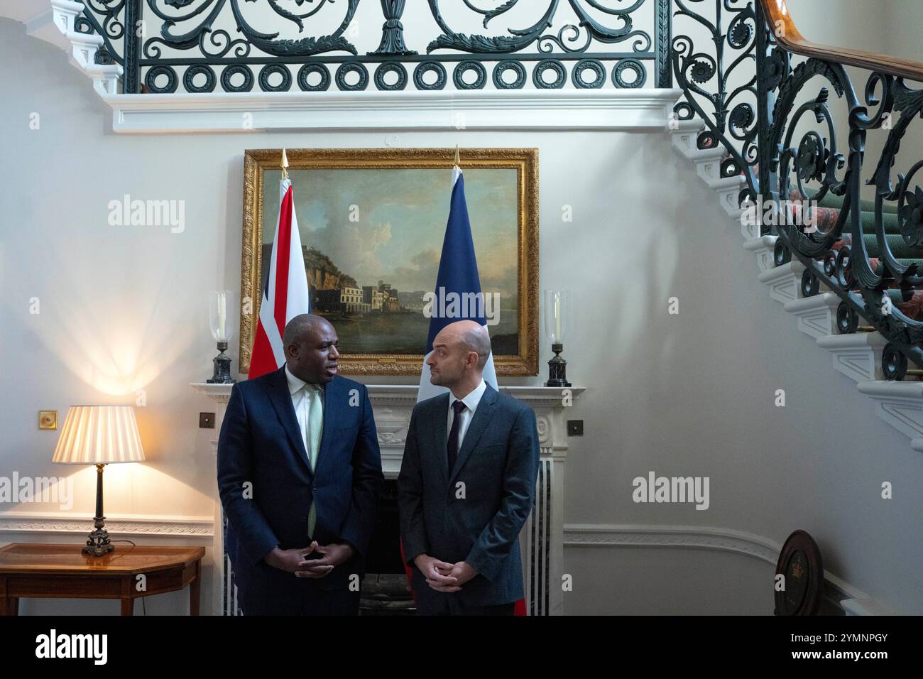 British Foreign Secretary David Lammy, left, meets his French ...