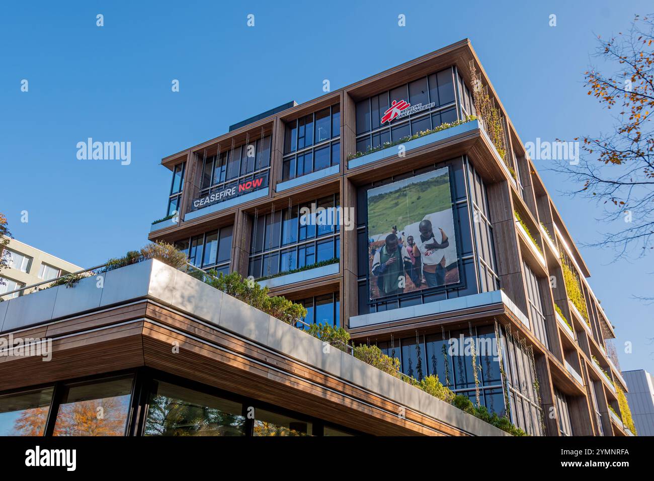 Exterior view of the headquarters of Médecins Sans Frontières (MSF), an ...
