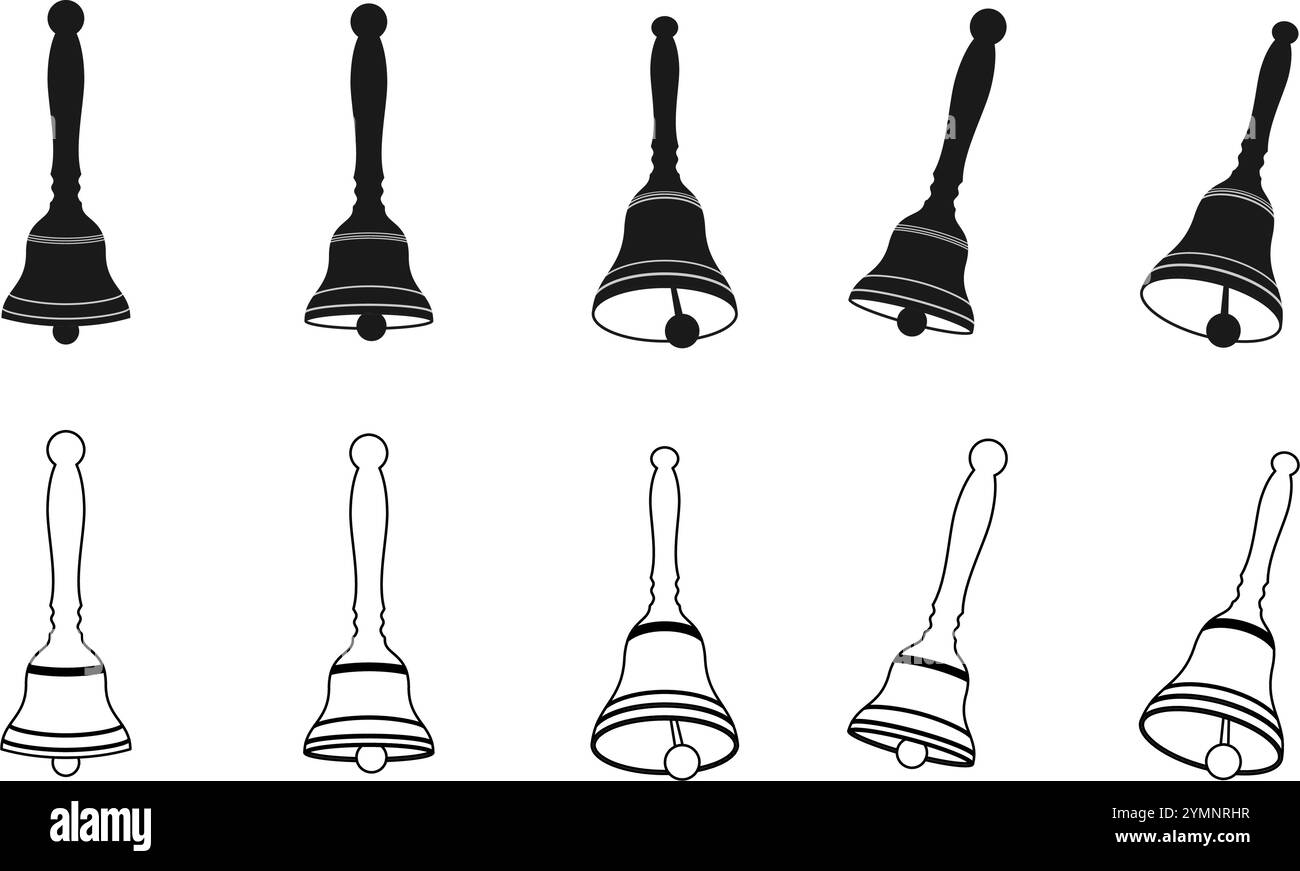 hand bell icon set vector illustration isolated on white background ...