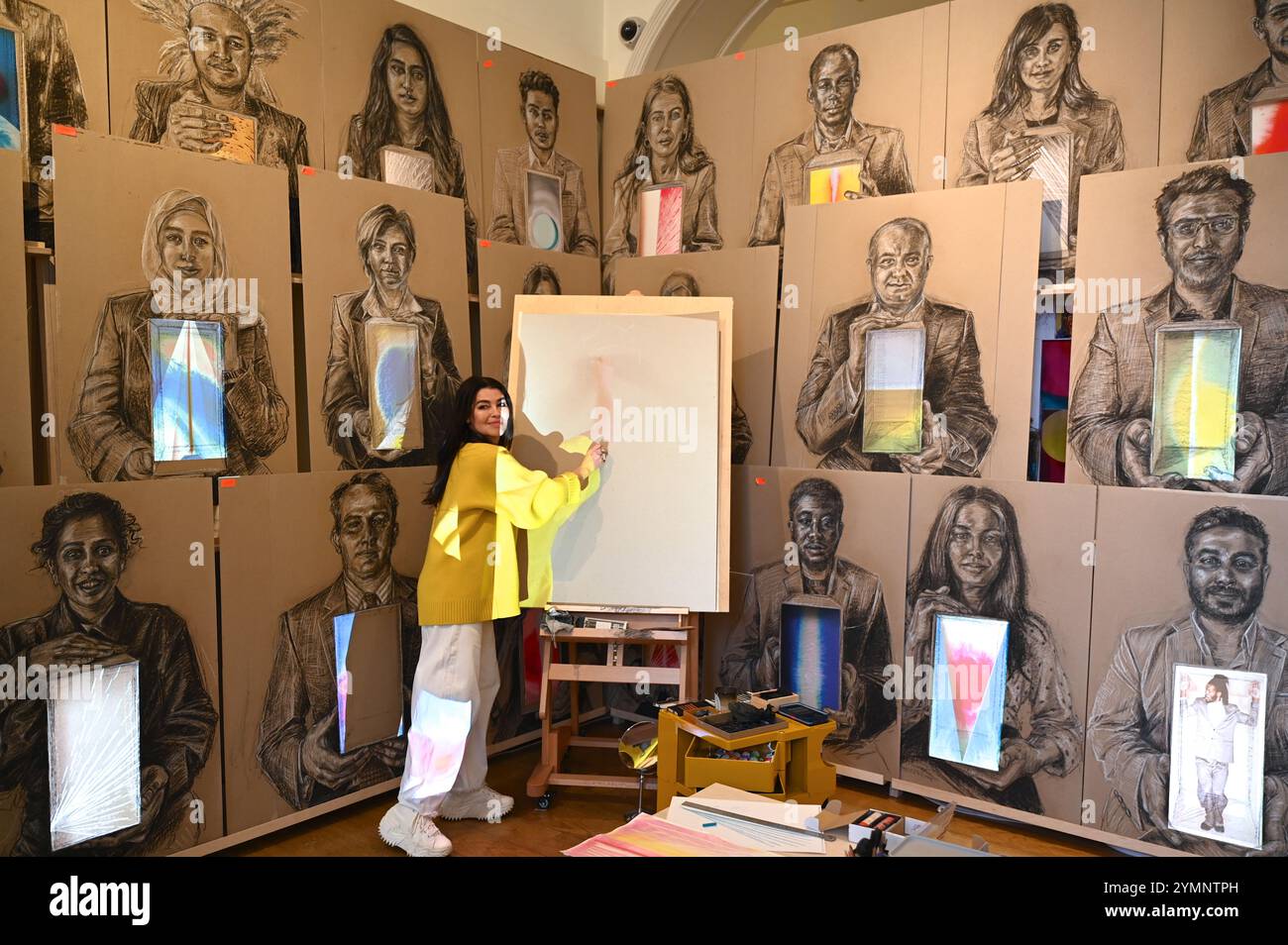 A recreation of the artist's studio including an edition of her ...