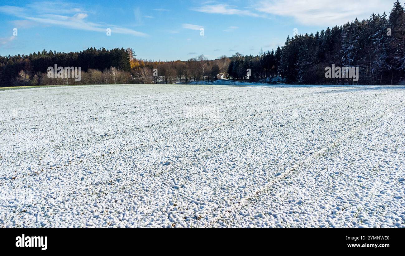 Bavaria, Germany - November 22, 2024: Aerial view of a snow-covered ...