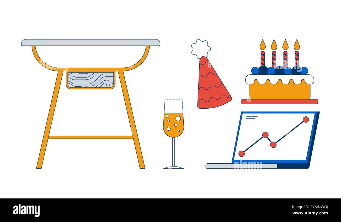 Company milestone celebration party 2D cartoon objects set Stock Vector ...