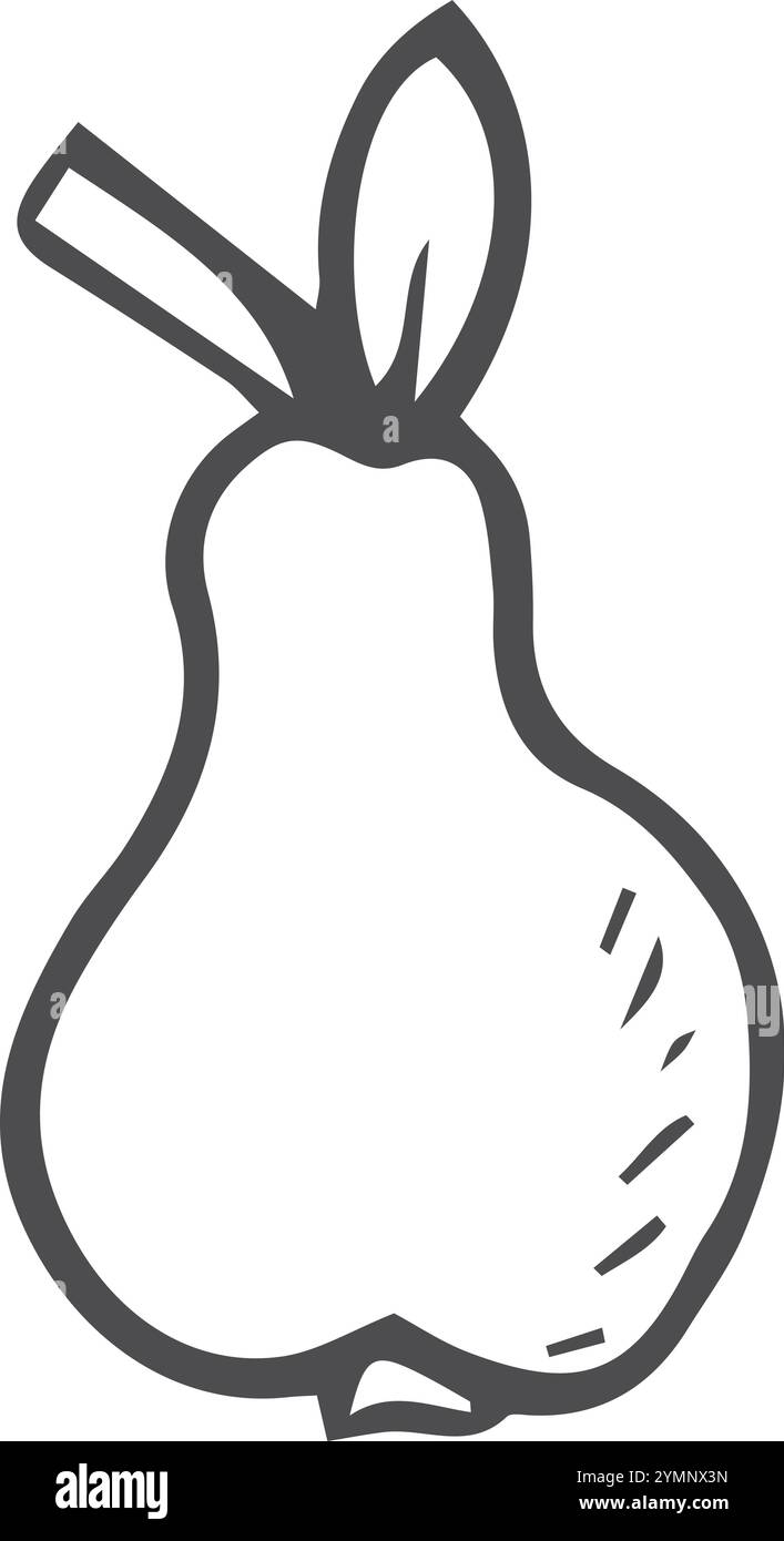 Pear line drawing. Garden fruit. Fresh food doodle isolated on white ...