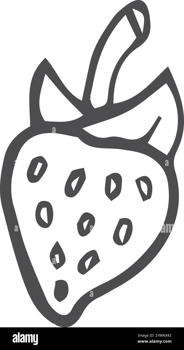 Strawberry doodle. Summer berry drawing. Natural sweet Stock Vector ...