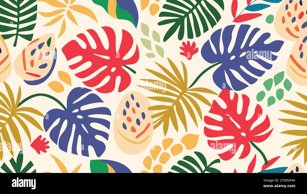 Bold Monstera Coastal Lines pattern. Vibrant Patterns for a Fresh and ...