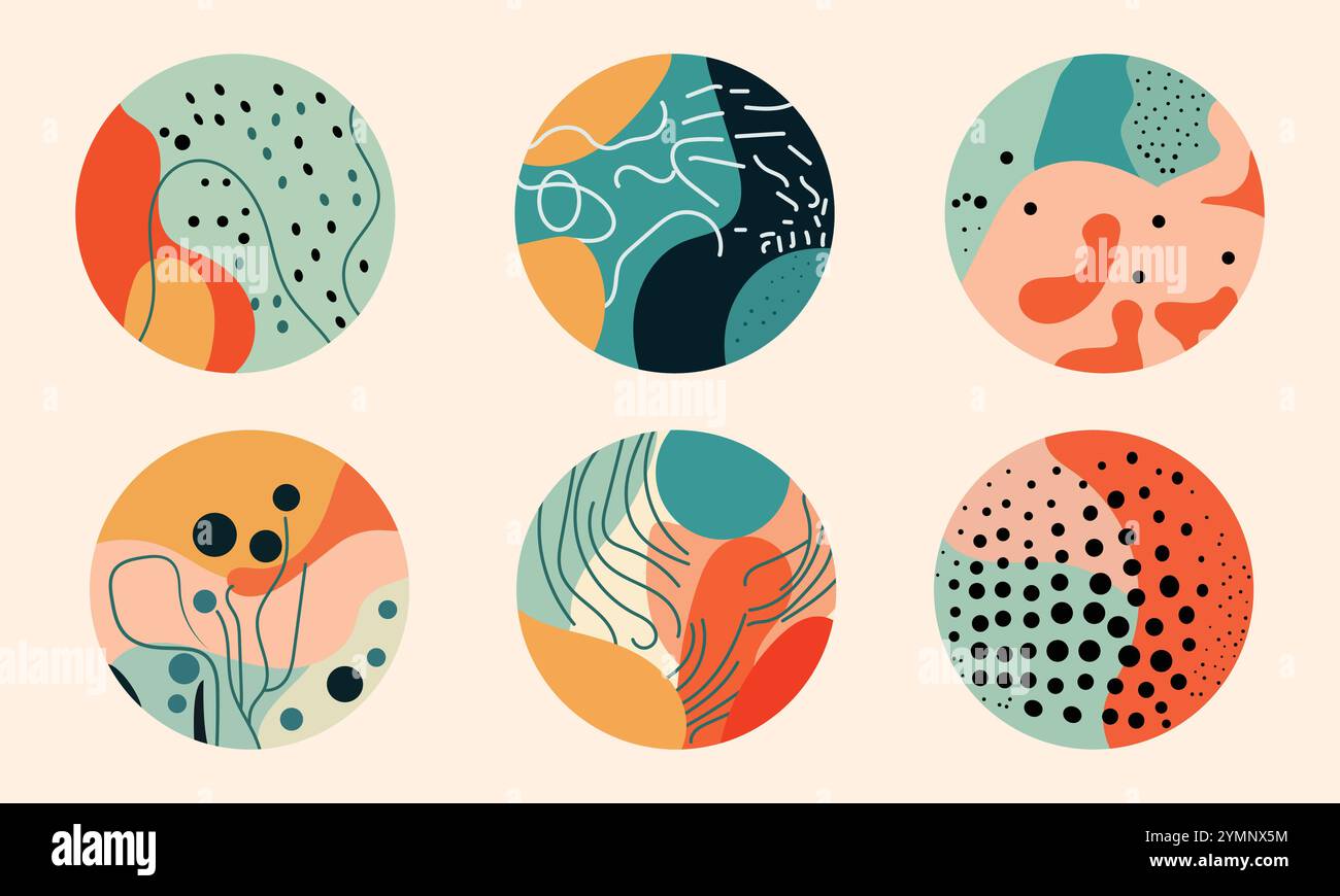 Circular Abstract Patterns and Backgrounds - Hand-drawn Splashes ...