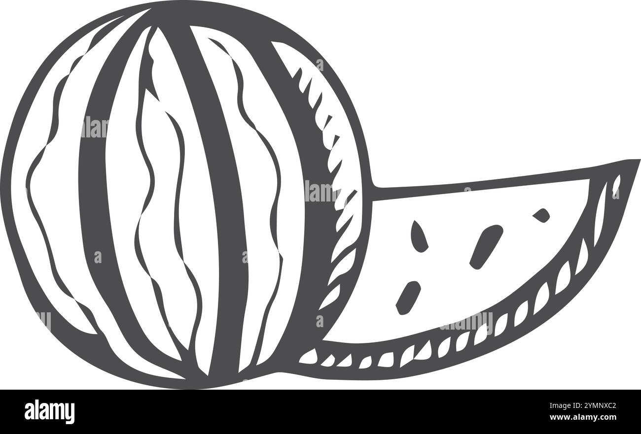 Watermelon doodle. Summer food. Hand drawn berry Stock Vector Image ...