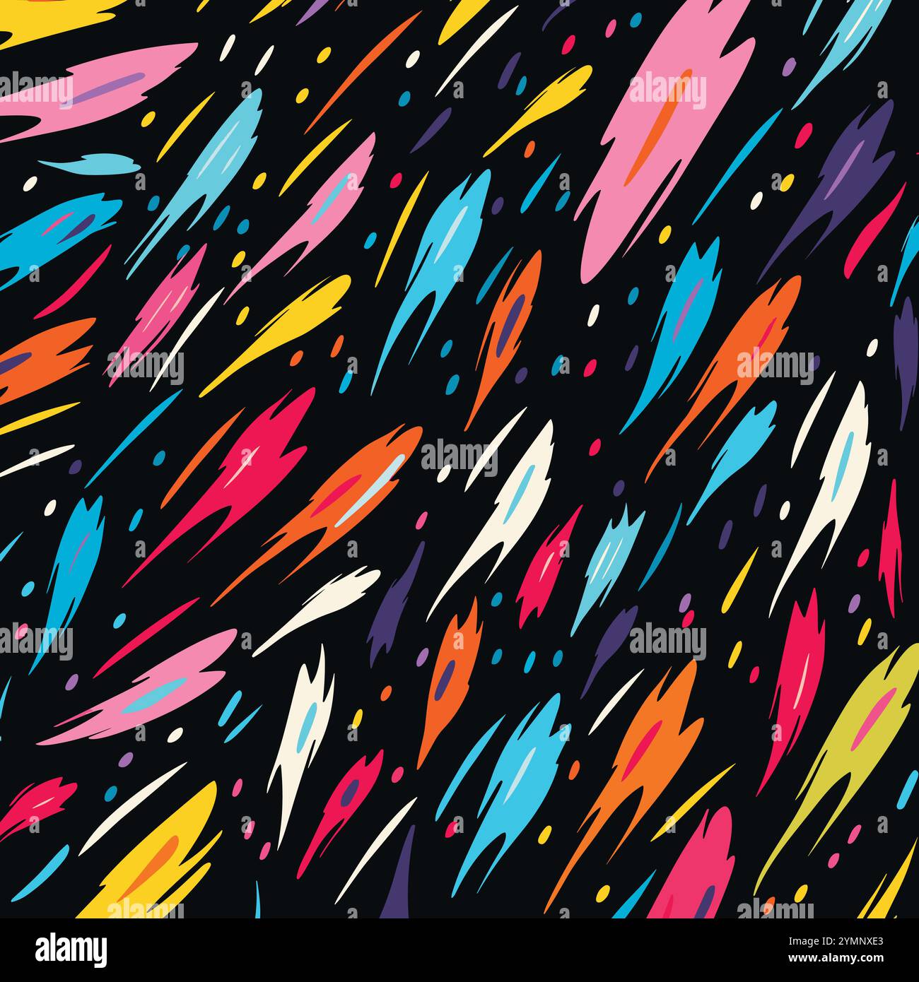 colorful brush strokes pattern on a black background, in the style of ...