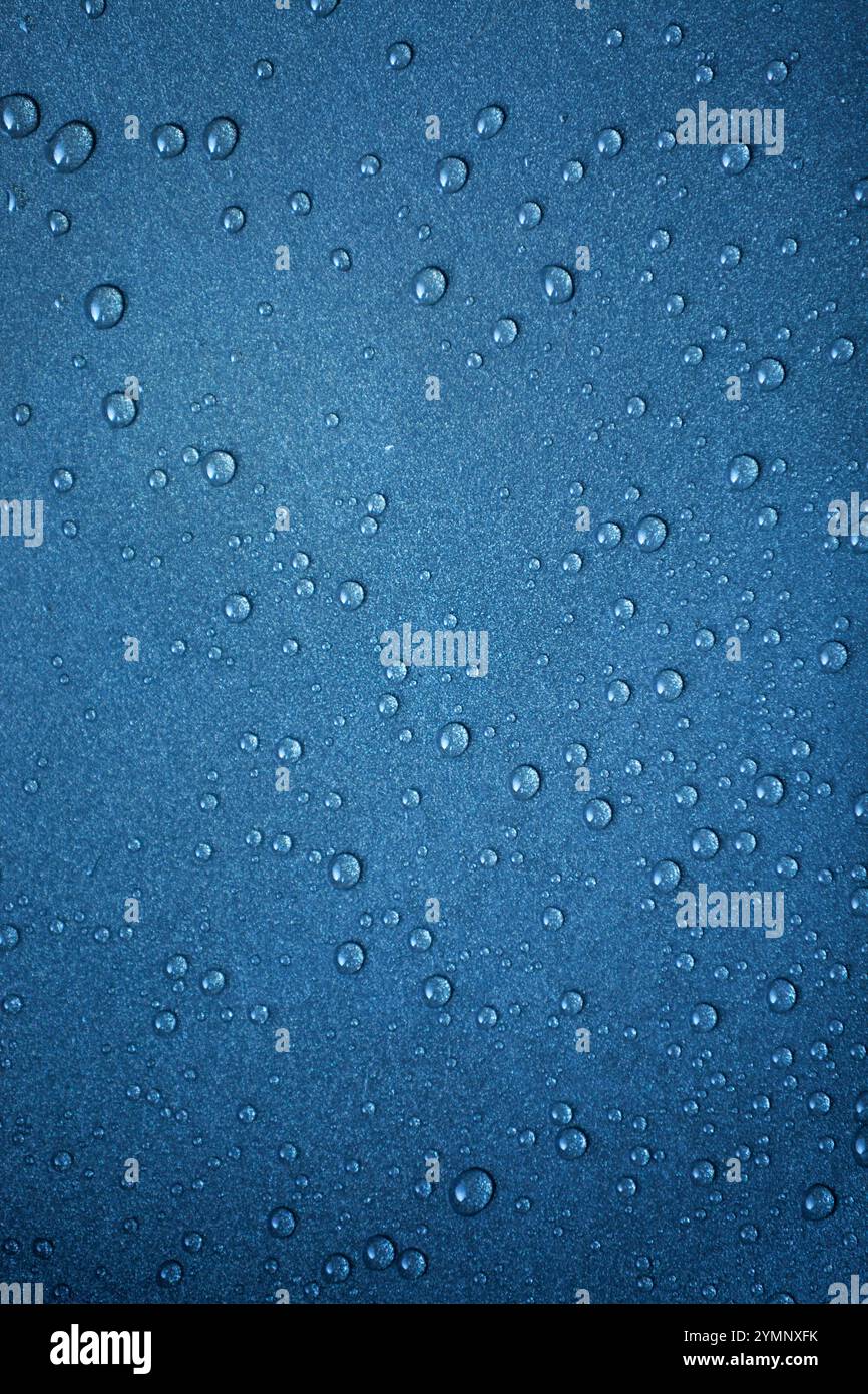 Blue water droplets texture background overhead view Stock Photo - Alamy
