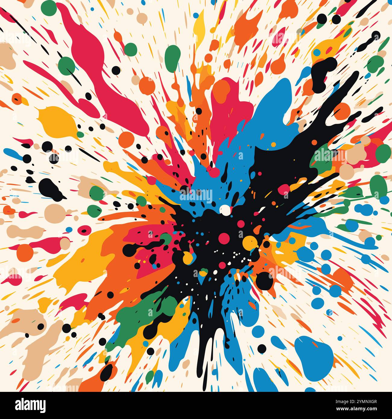 colorful paint splash pattern on white beige, in the style of nature ...