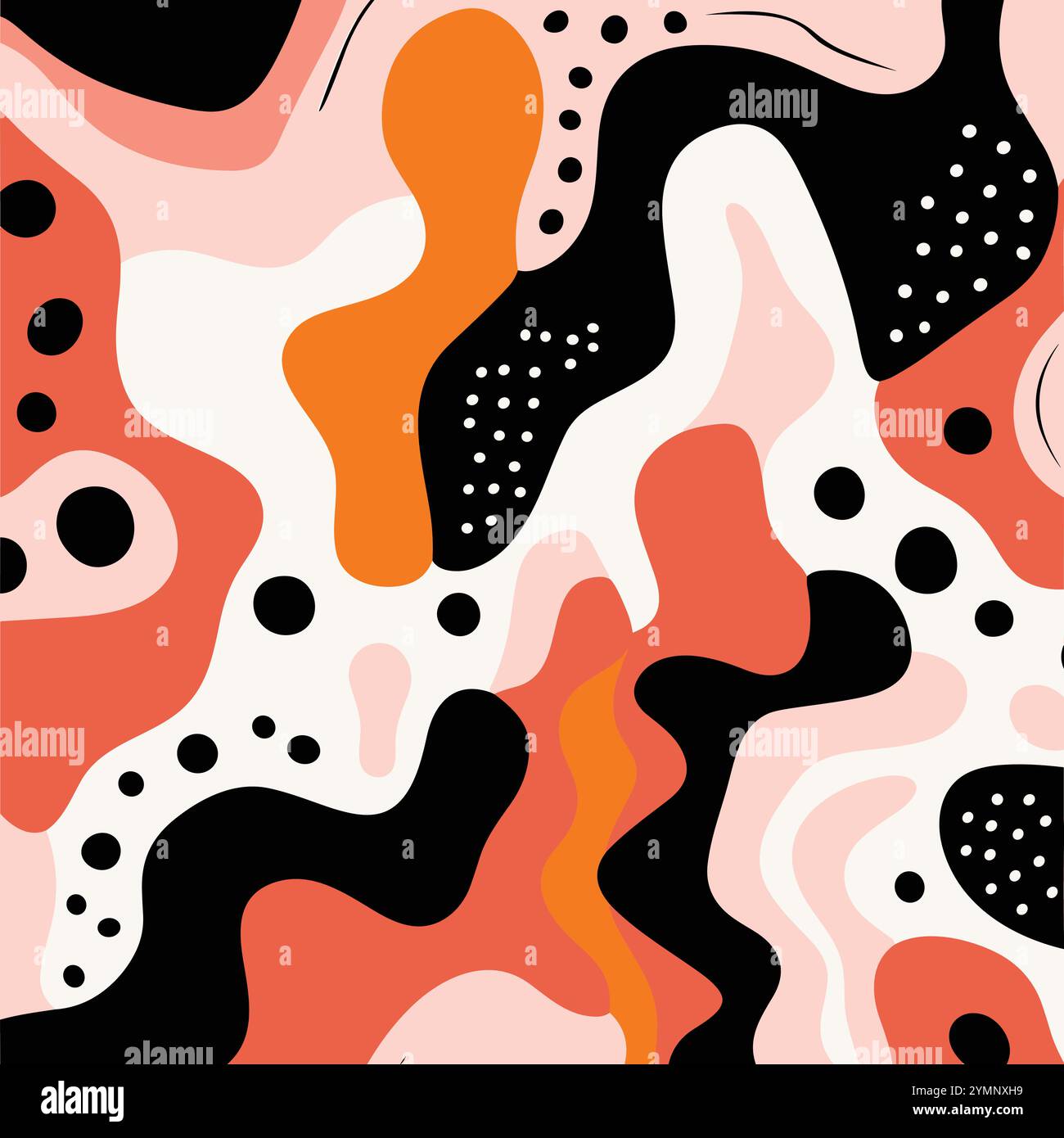 colorful seamless pattern with abstract shapes in black and white, in ...
