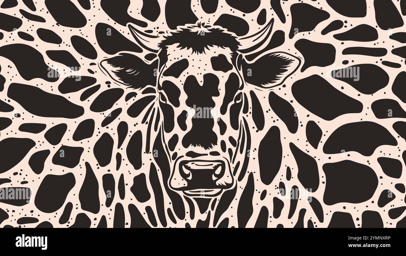 Cow texture pattern. Animal skin pattern. Spots of black color on a ...