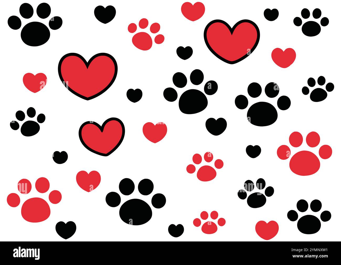 Cute paw feet and heart pattern Stock Vector Image & Art - Alamy