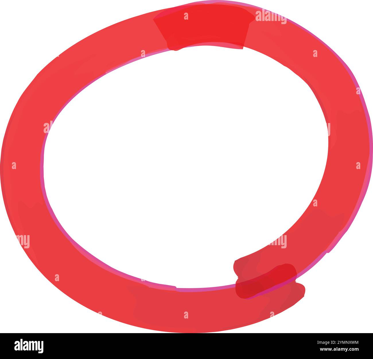 Round marker circle. Red highlighter mark frame isolated on white ...