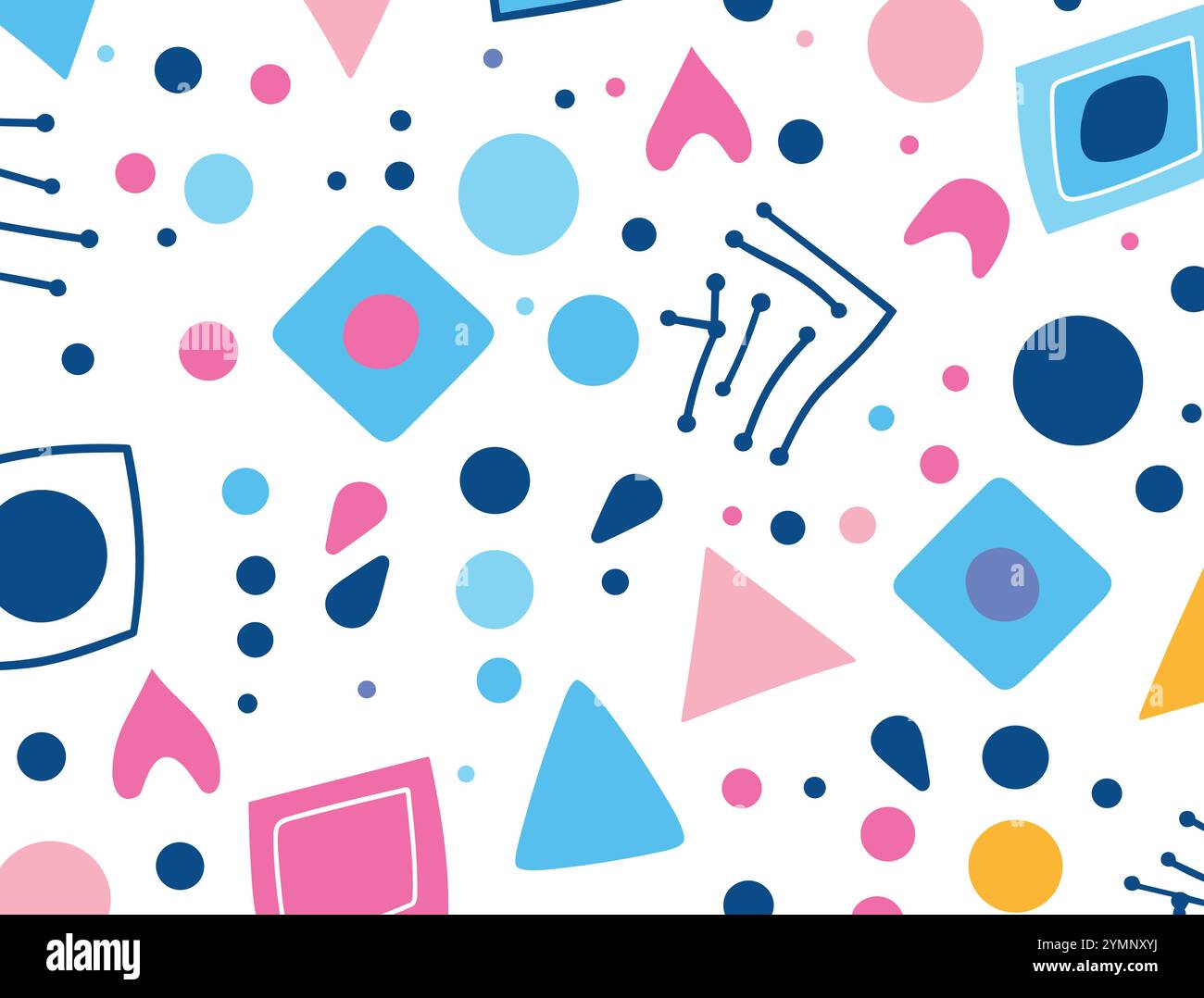 cute retro style pattern with a shape in blue, pink, and blue stock ...