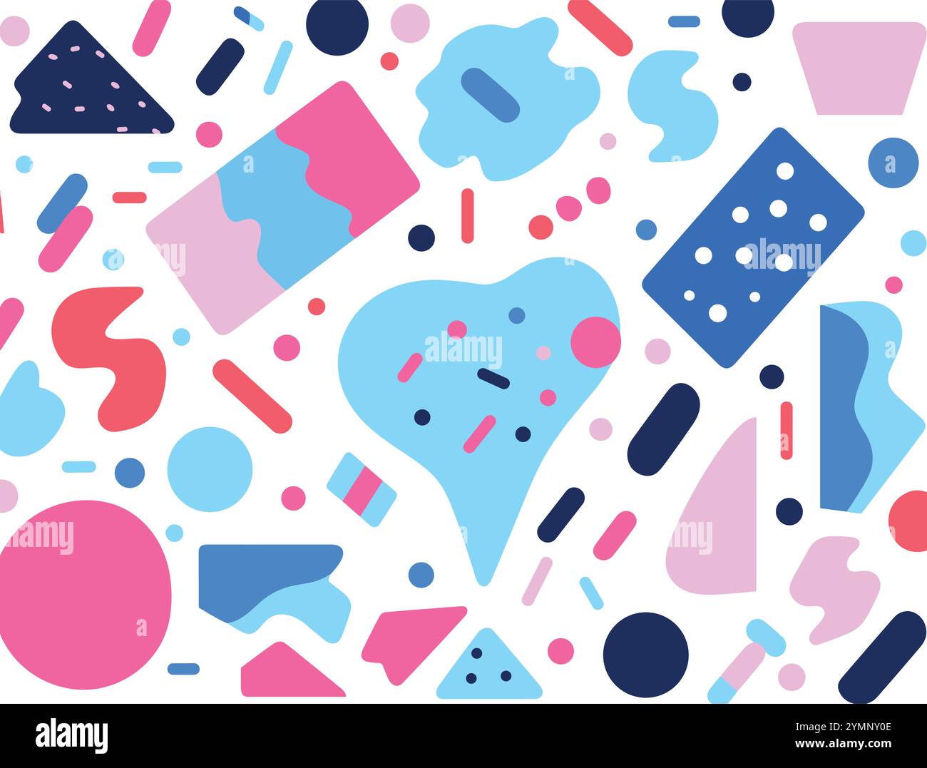 cute retro style pattern with a shape in blue, pink, and blue stock ...