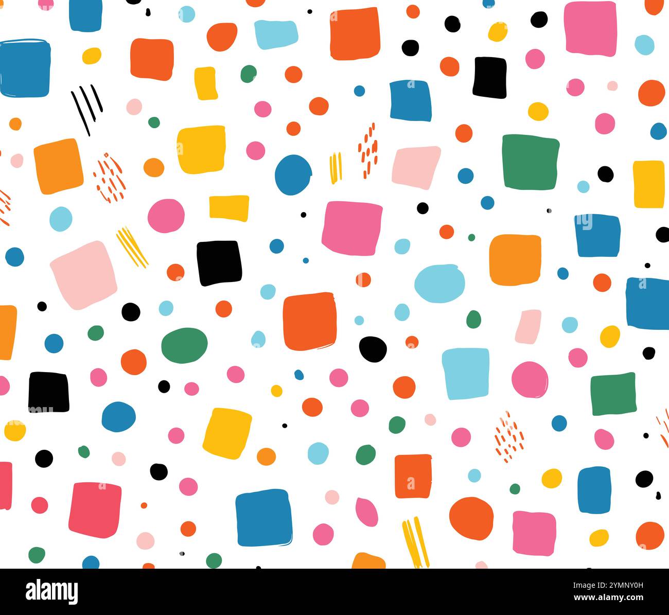 Cute, colorful, simple doodle, cartoonish confetti pattern on white ...