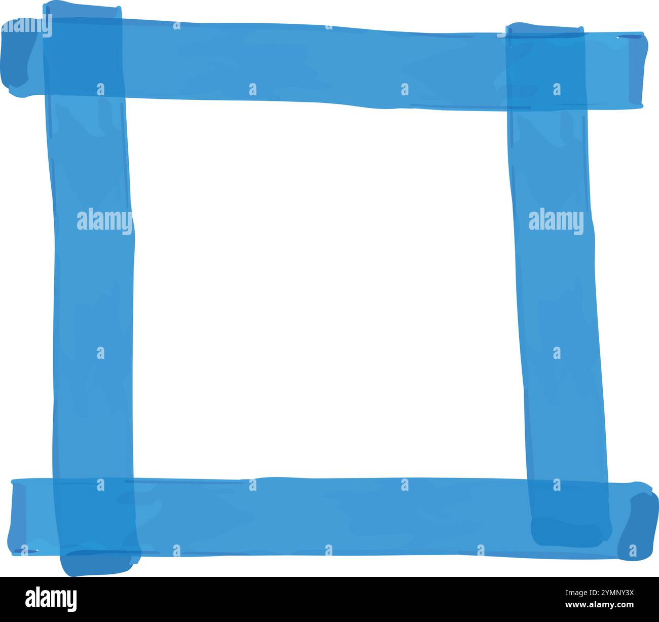 Square highlighter frame. Marker lines blue border Stock Vector Image ...