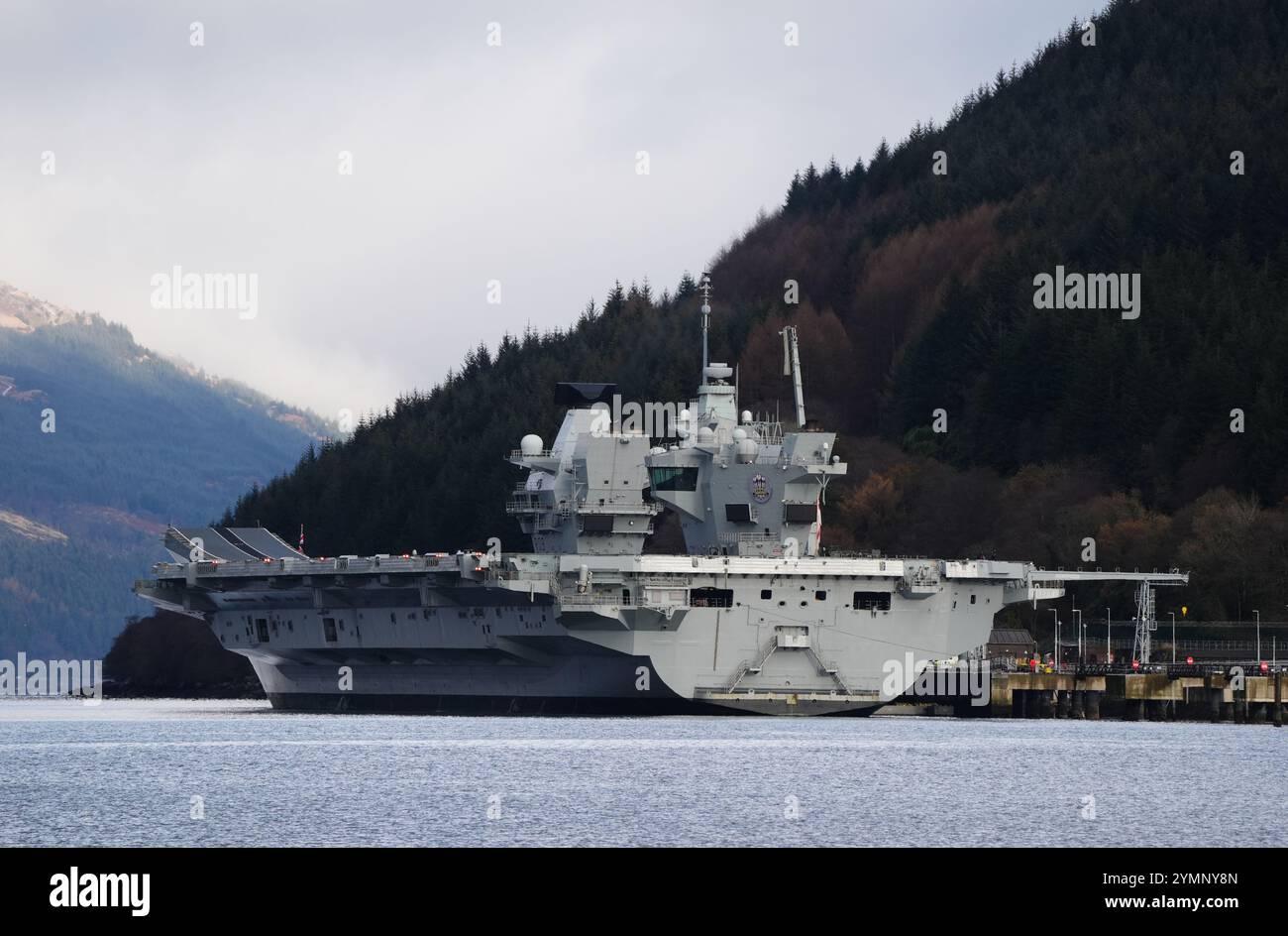 Royal Navy aircraft carrier HMS Prince of Wales arriving at Glenmallen ...