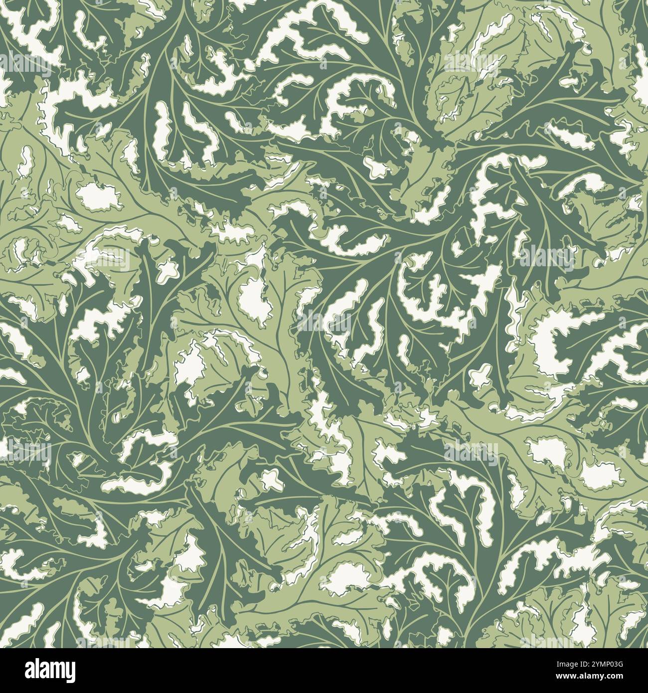 Swirling vintage leaf texture seamless vector pattern background. Elegant hand-drawn acanthus ...