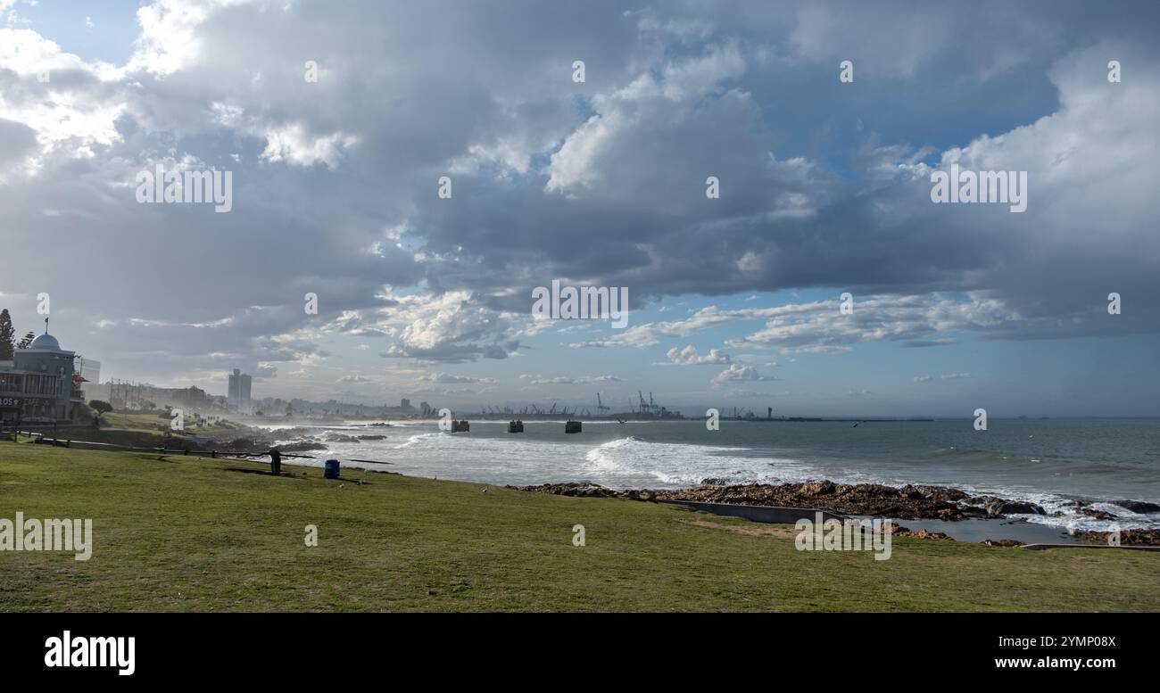 Port Elizabeth or Gqeberha, South Africa. Cityscape view from shark ...