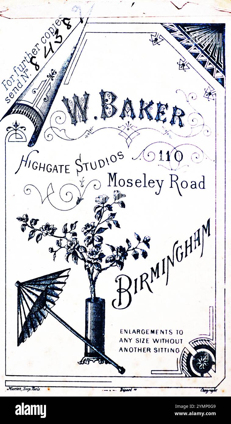 Victorian carte de visite photograph back with advertisement for W ...