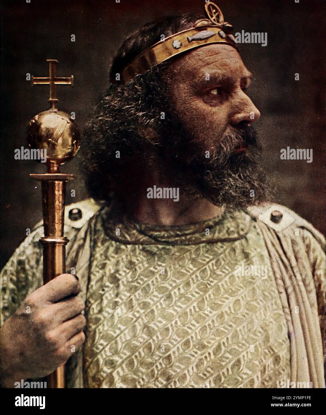 Passionspiele (passion play) Oberammerbau, showing the actor Anton Lang in character, holding a ...