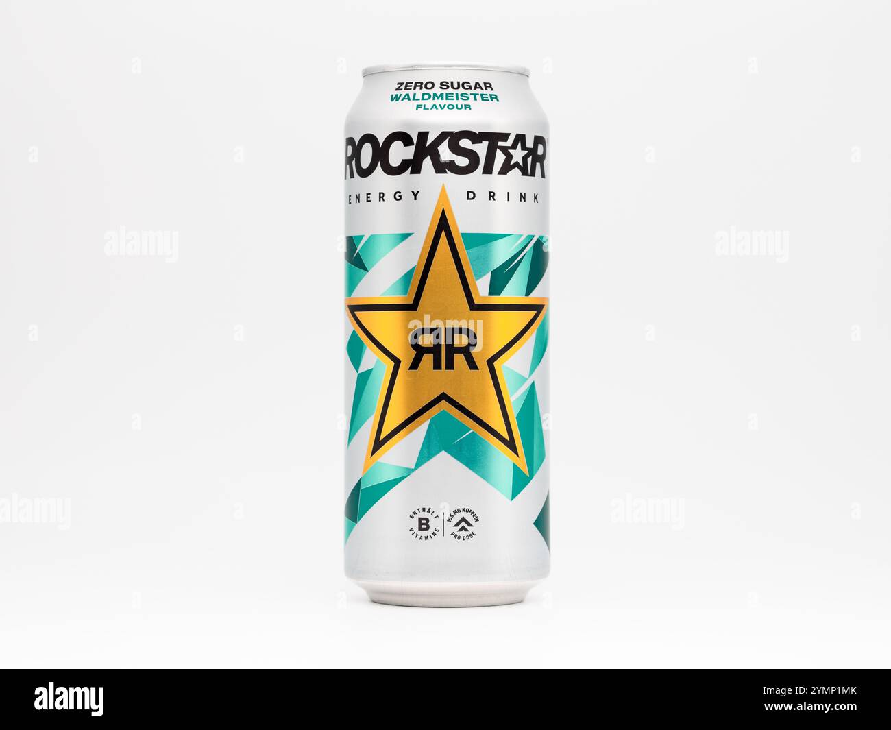 Rockstar Energy Drink Waldmeister (woodruff) flavour can. The beverage ...