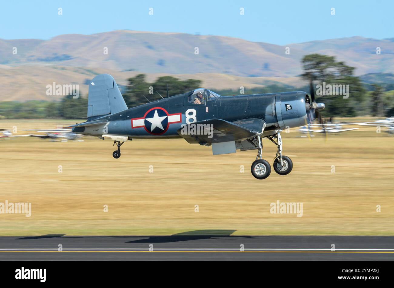 Vought F-4U Corsair fighter plane at Wings over Wairarapa airshow, Hood ...