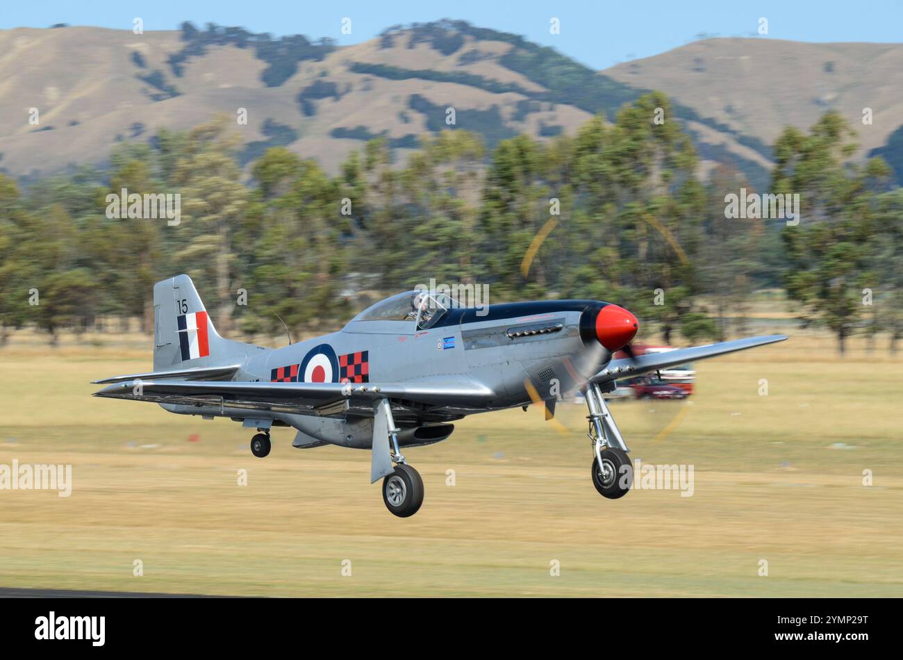 North American P-51 Mustang Second World War fighter plane flying at ...