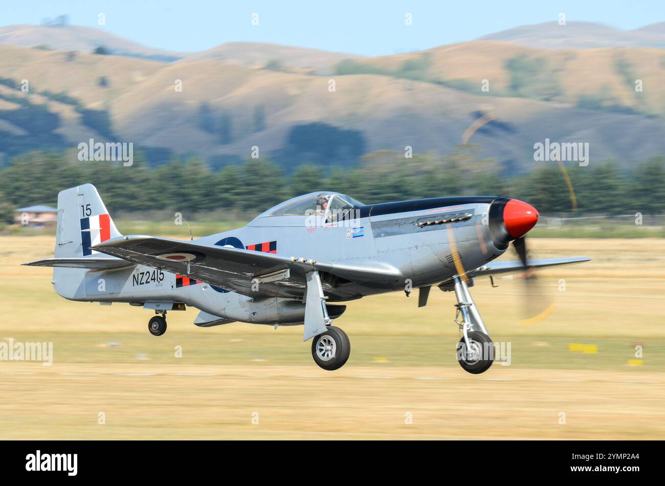 North American P-51 Mustang Second World War fighter plane flying at ...