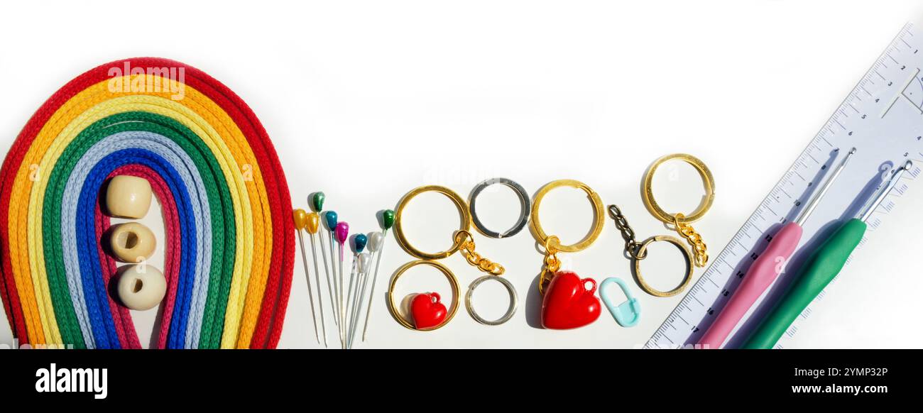 Cotton yarn. Bright rainbow palette of multi-colored cotton threads ...