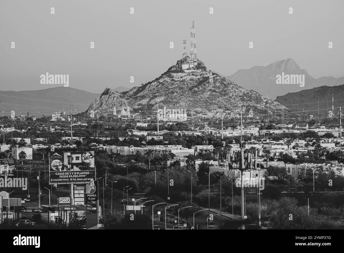 Cerro de la campana Bell Hill in the city landscape of Hermosillo ...