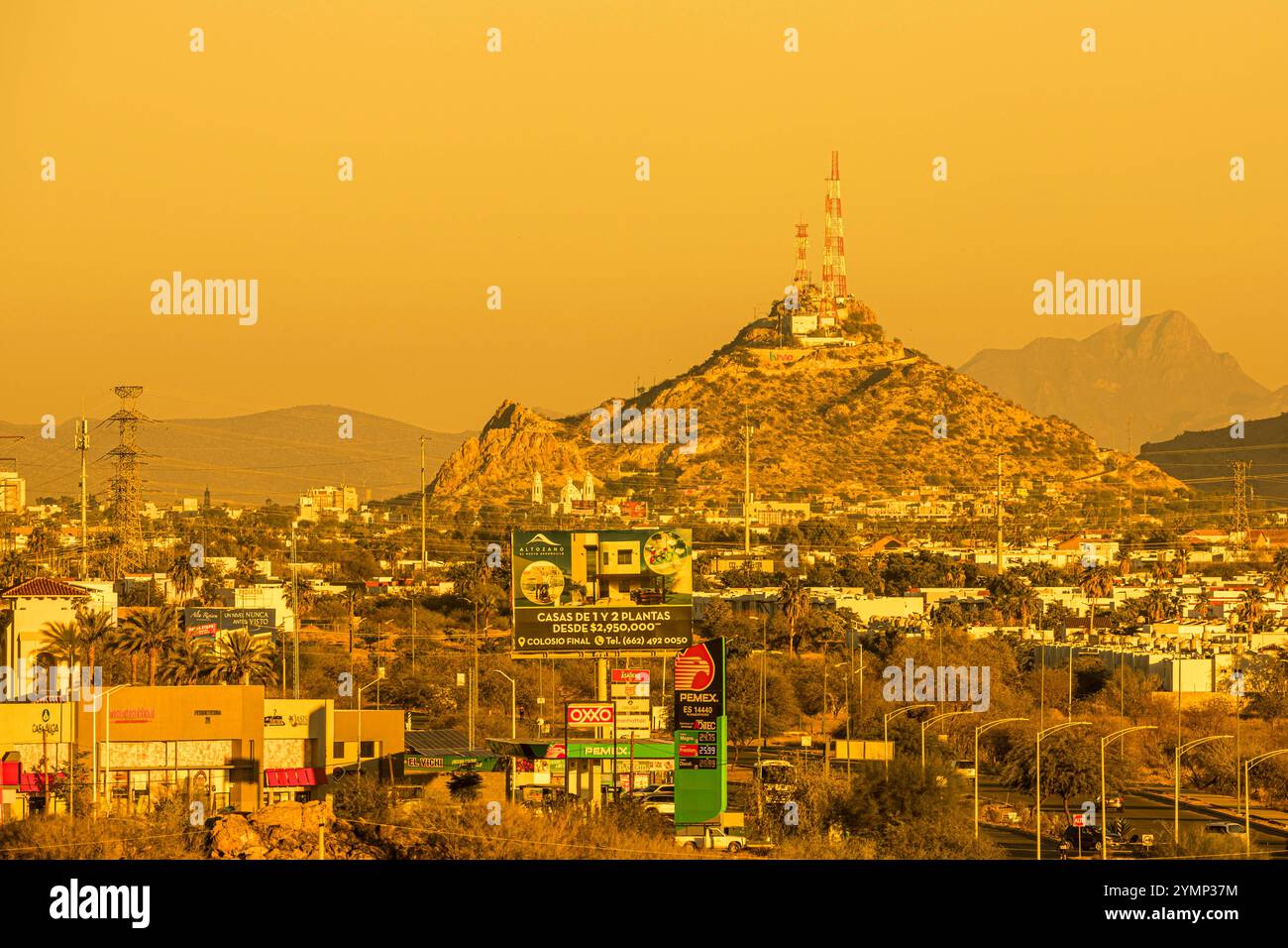 Cerro de la campana Bell Hill in the city landscape of Hermosillo ...