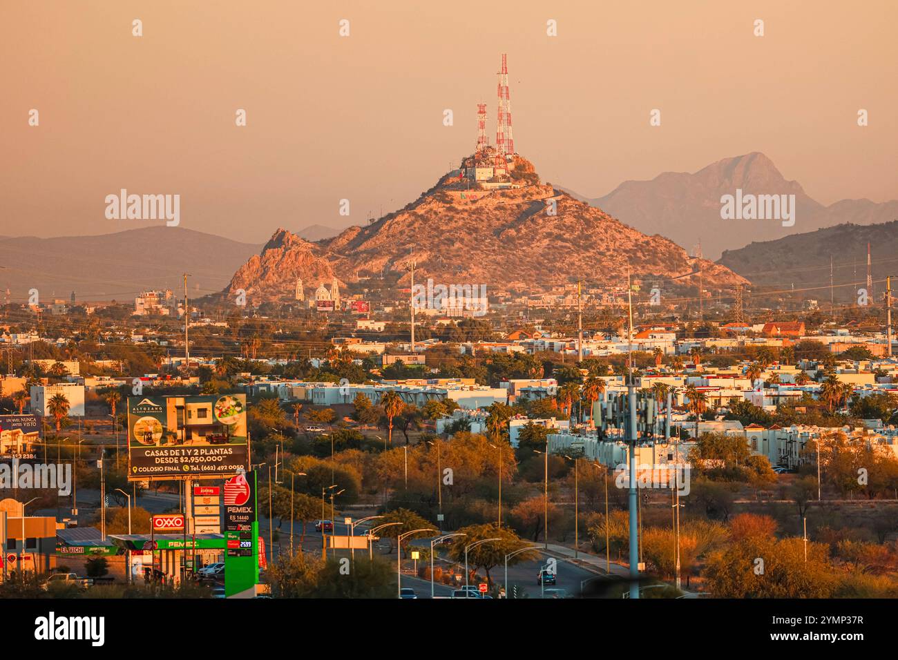 Cerro de la campana Bell Hill in the city landscape of Hermosillo ...