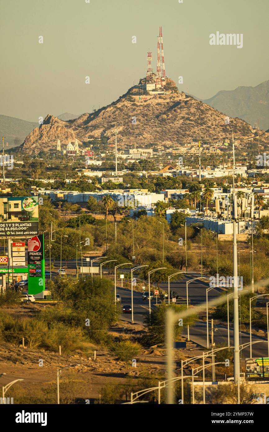 Cerro de la campana Bell Hill in the city landscape of Hermosillo ...