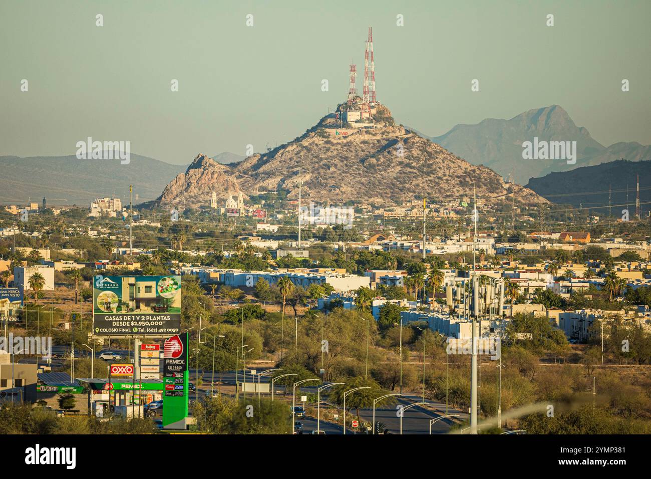 Cerro de la campana Bell Hill in the city landscape of Hermosillo ...