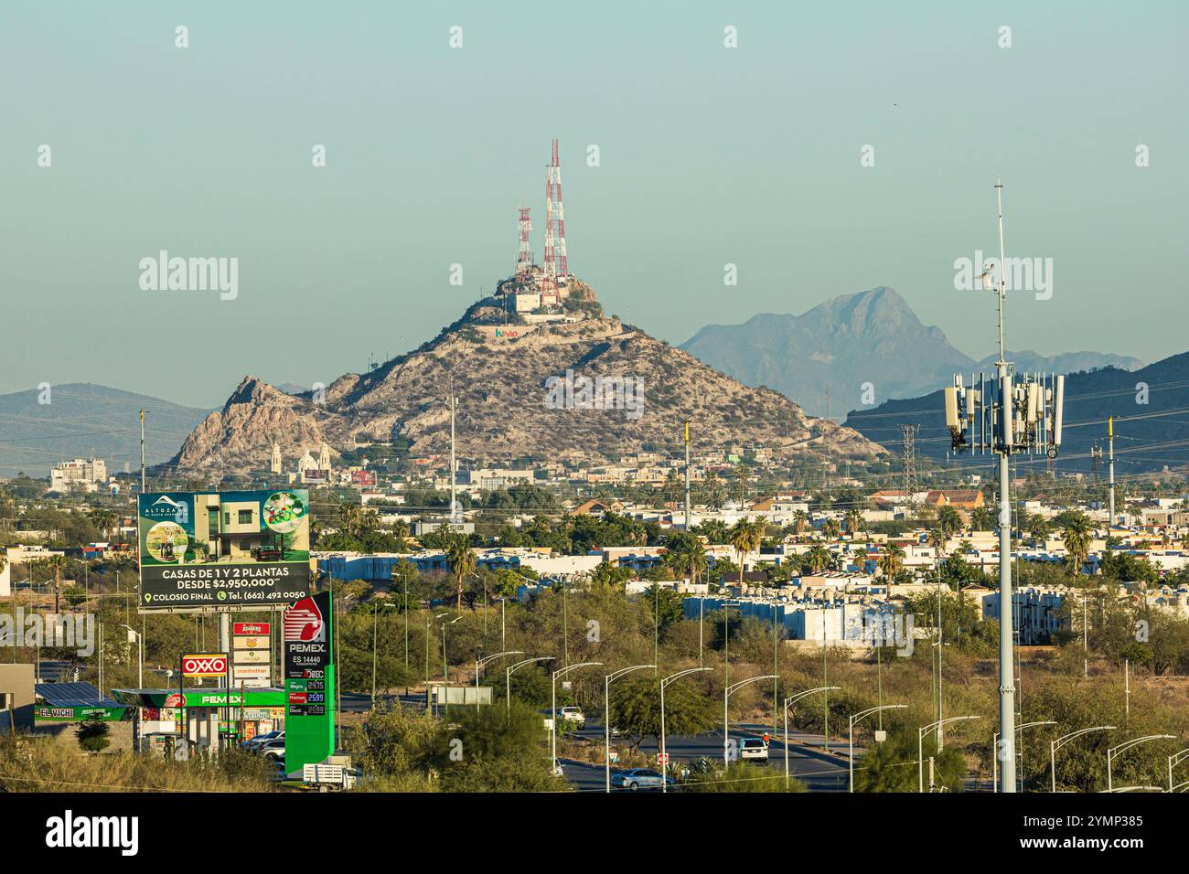 Cerro de la campana Bell Hill in the city landscape of Hermosillo ...