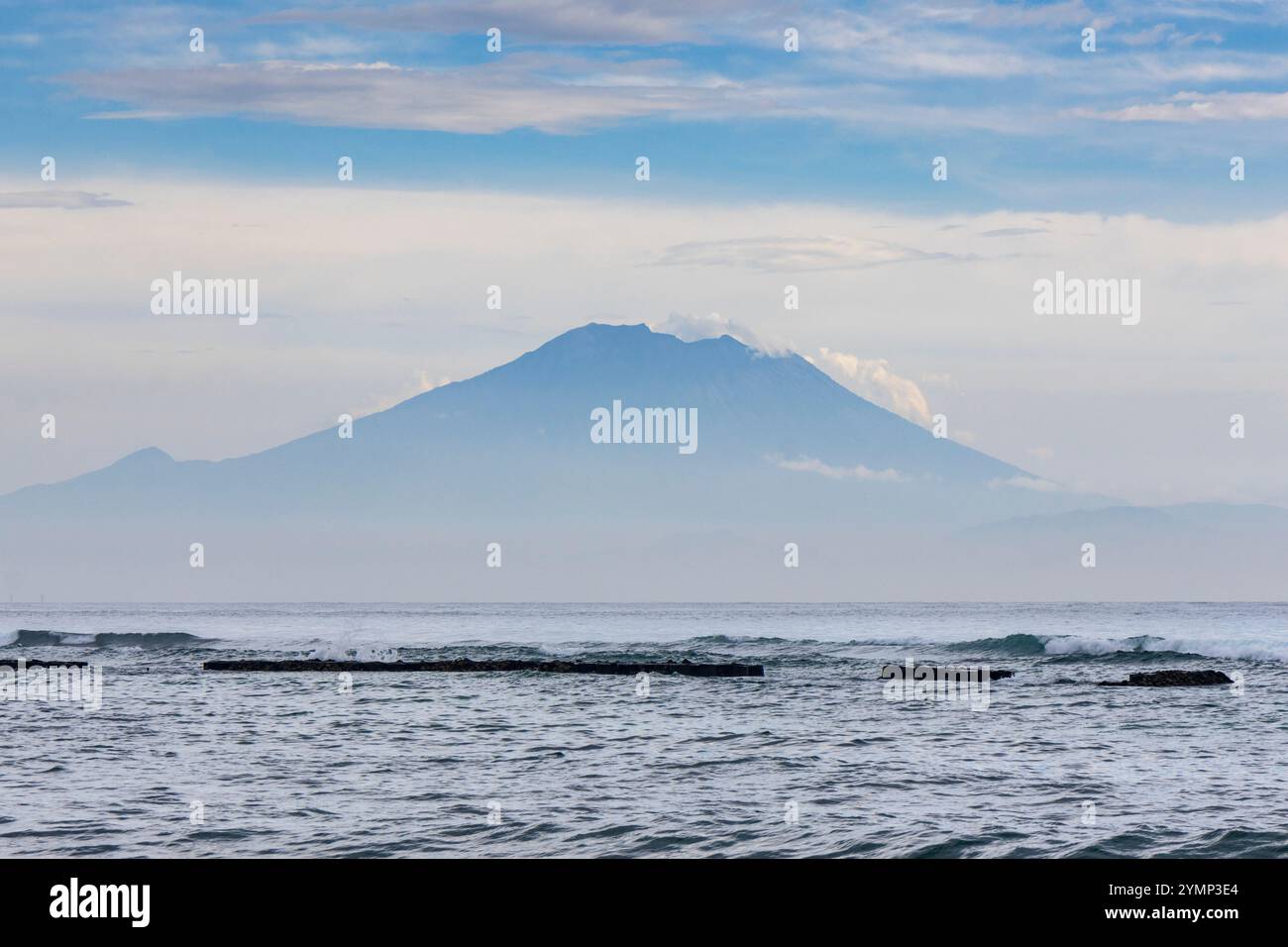 View of Mount Agung Gunung Agung volcano from Nusa Dua, Bali, Indonesia ...