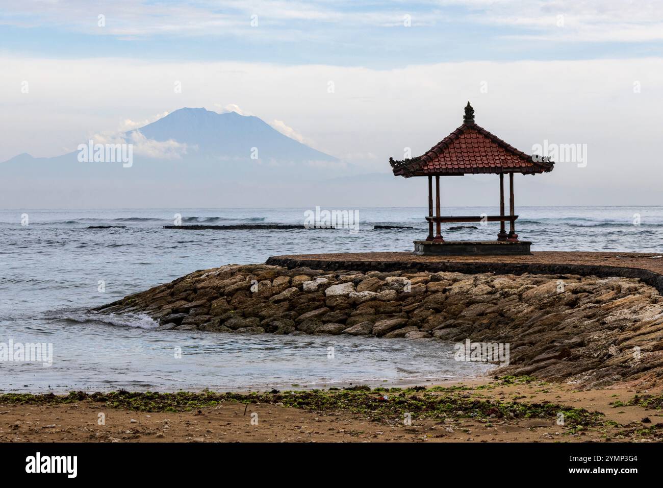 View of Mount Agung Gunung Agung volcano from Nusa Dua, Bali, Indonesia ...