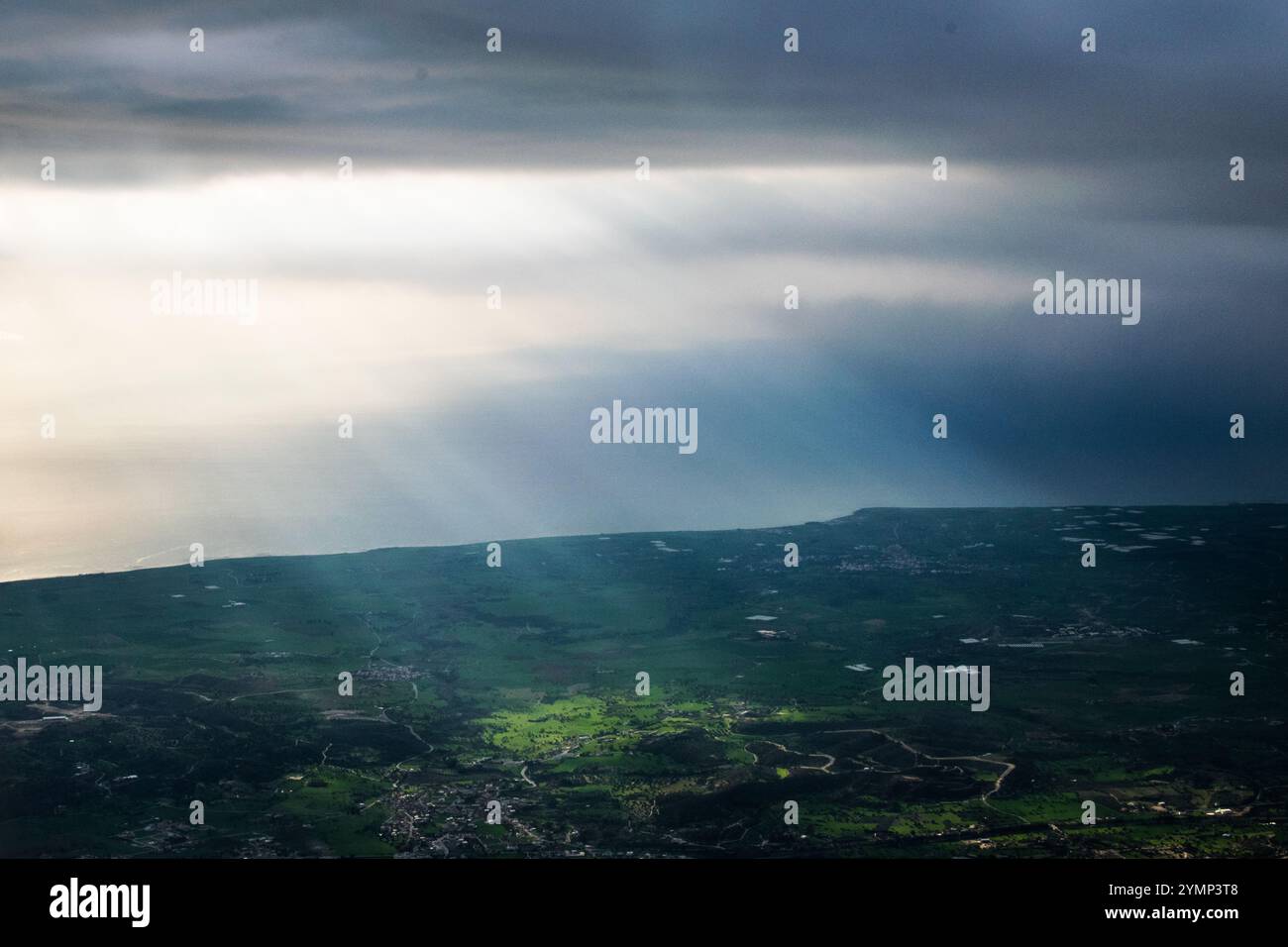 a view of the island of Cyprus from the plane window Stock Photo - Alamy