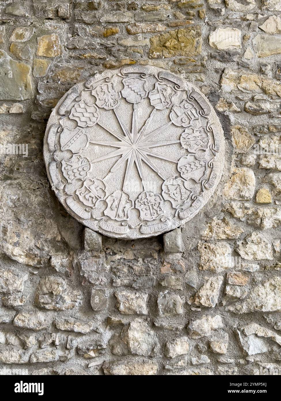 Trieste, Italy - June 27, 2024: Historic San Giusto castle. Sun symbol ...