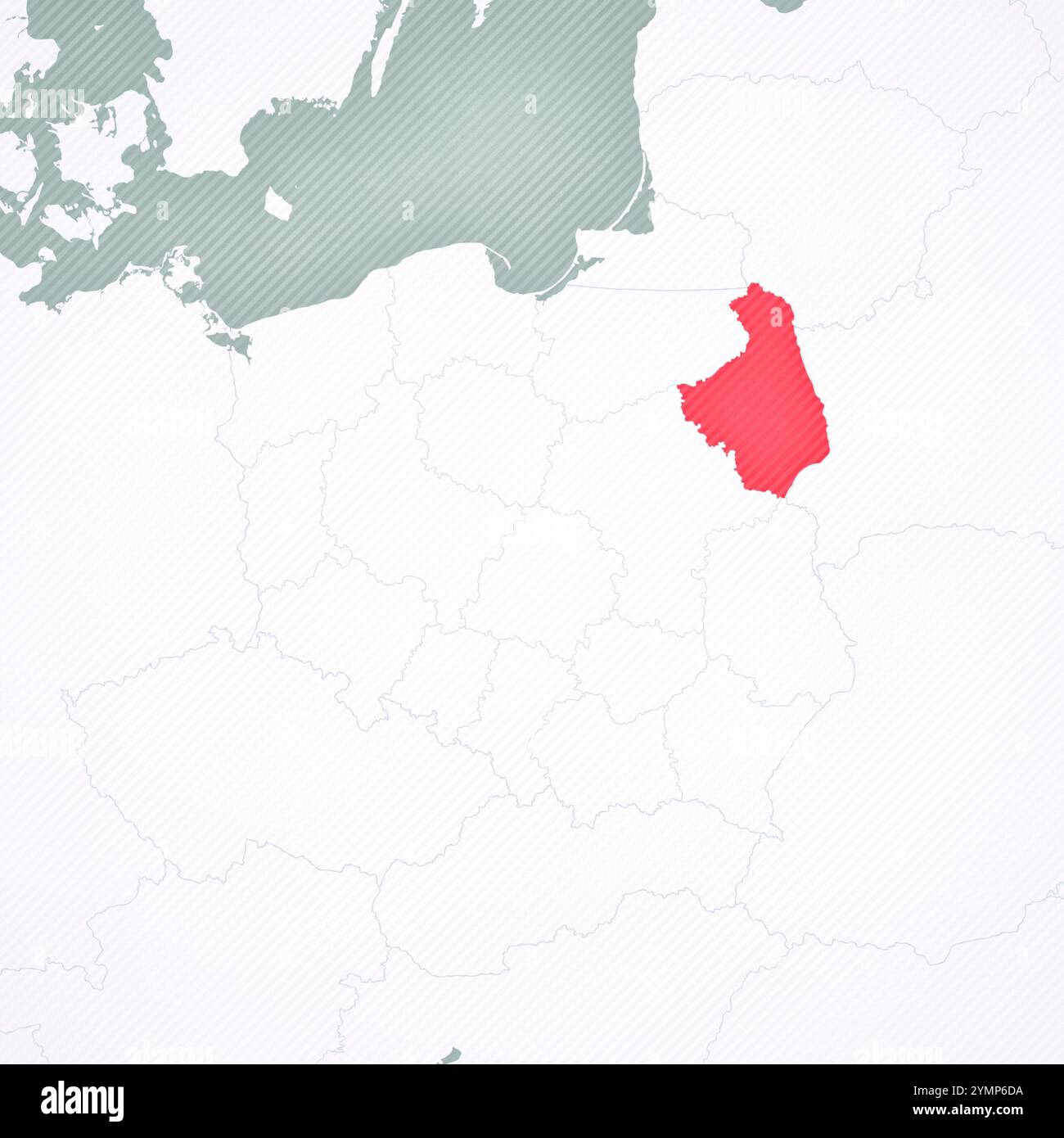 Podlaskie on the map of Poland with softly striped vintage background ...