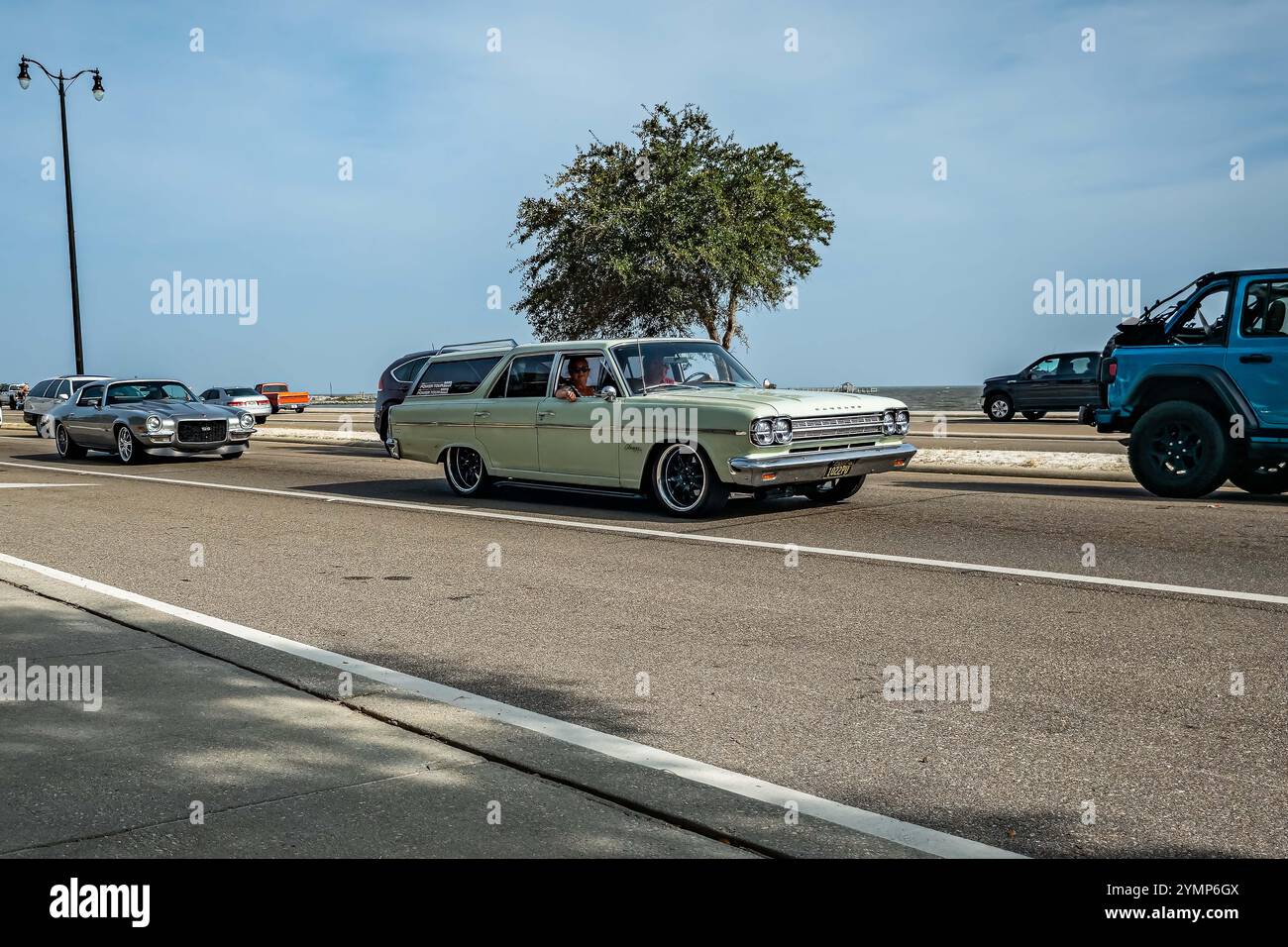 Gulfport, MS - October 04, 2023: Wide angle front corner view of a 1966 ...