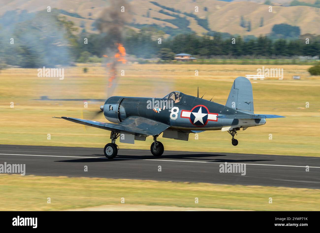 Vought F-4U Corsair fighter plane at Wings over Wairarapa airshow, Hood ...