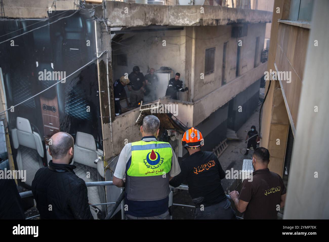 Beirut, Lebanon. 22nd Nov, 2024. Firefighters and rescue workers from ...
