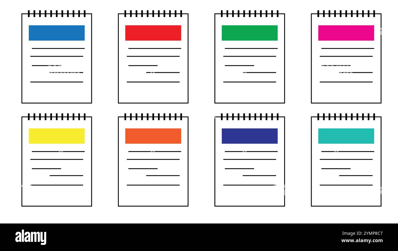 Files Set - colorful diary set isolated on white background Stock ...