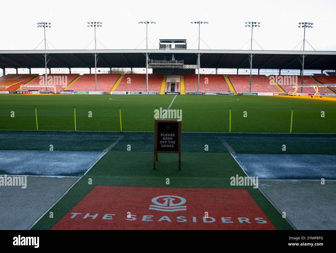 Looking down the players tunnel, at the Bloomfield Road Stadium, home ...