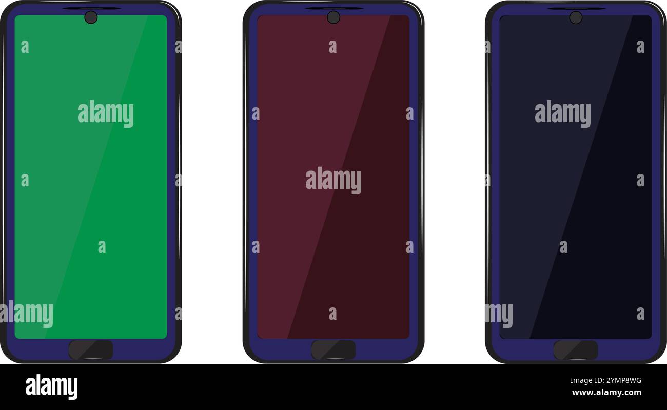 Mobile phones, smartphones isolated on Transparent white background ...